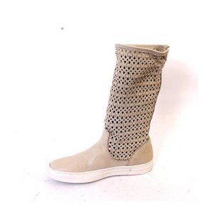 WOz | Shoes | Woz 5h Beige Leather Pullup Platform High Summer Boots ...
